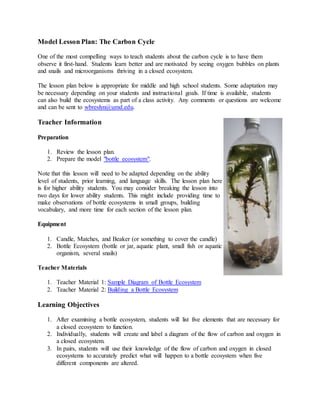 Carbon cycle lesson plan | DOCX