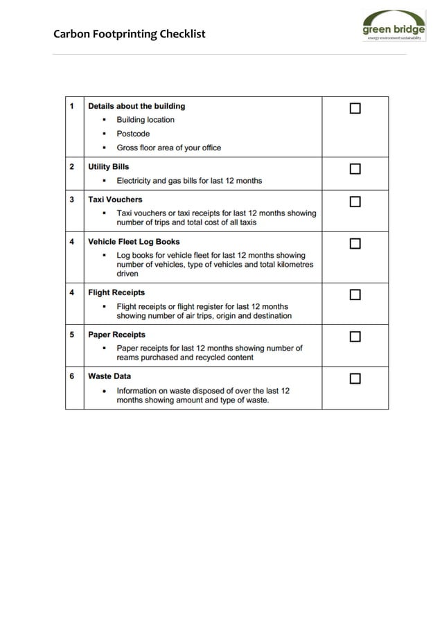 Carbon footprinting checklist | PDF