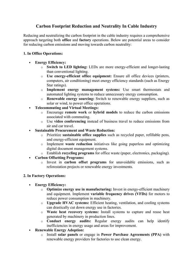 Carbon Footprint Reduction and Neutrality In Cable Industry.docx