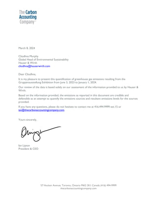 Carbon footprint report for 2023 Gruppenausstellung Exhibition_7March24 ...