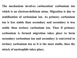 CARBONIUM ION REARRANGEMENT.ppt | Chemistry | Science