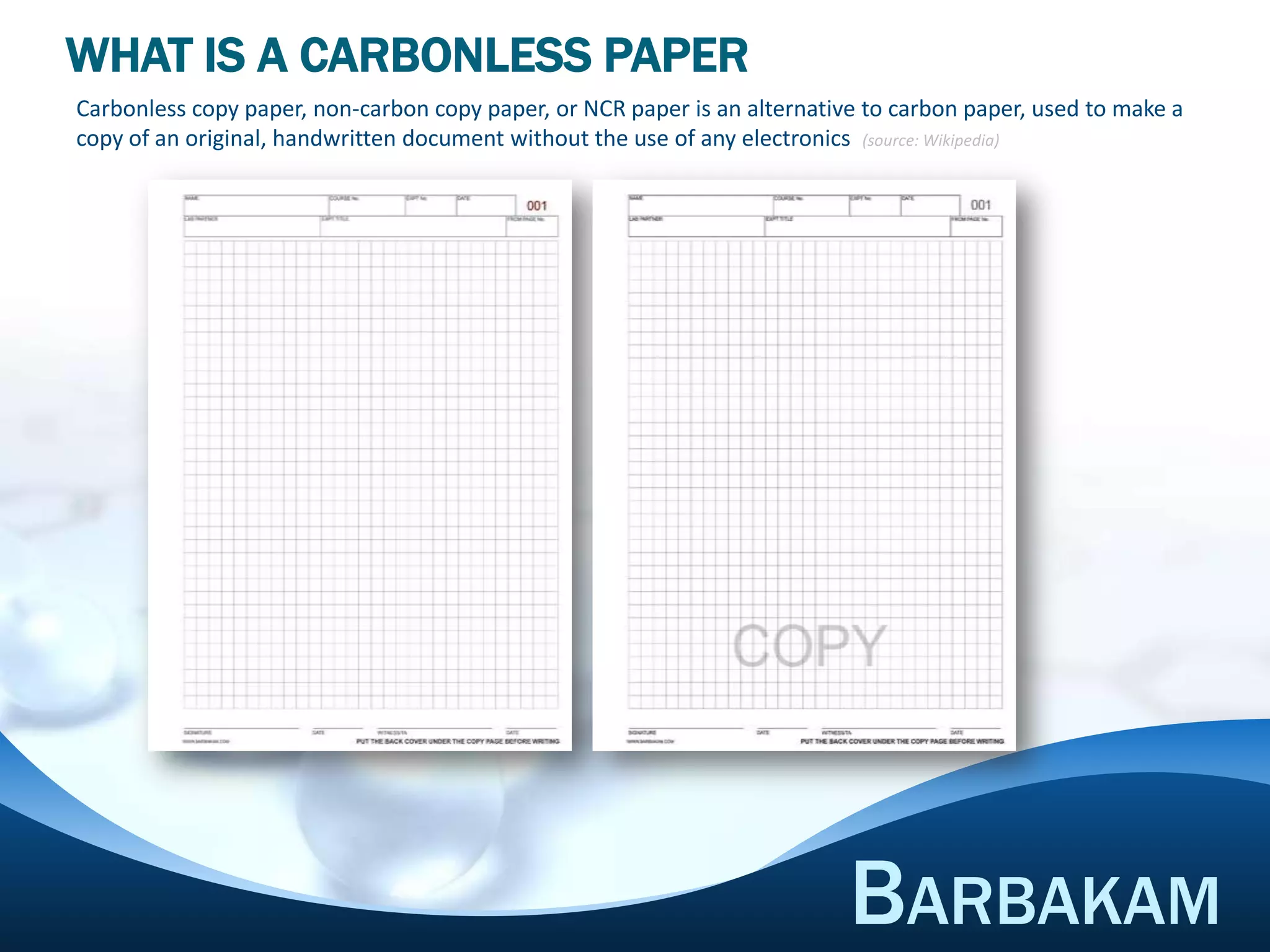Carbonless Lab Notebook | PPT