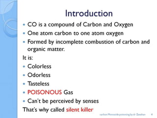 Carbon monoxide (asphyxiant) poisoning / silent killer | PPTX