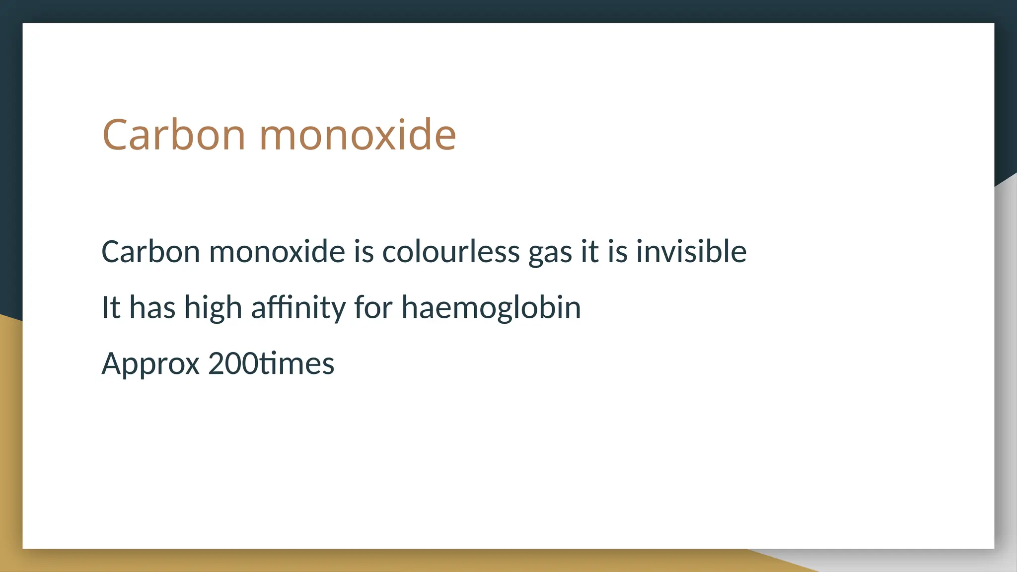 Carbon monoxide poisoning Forensic medicine and toxicology | PPTX