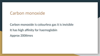 Carbon monoxide poisoning Forensic medicine and toxicology | PPT