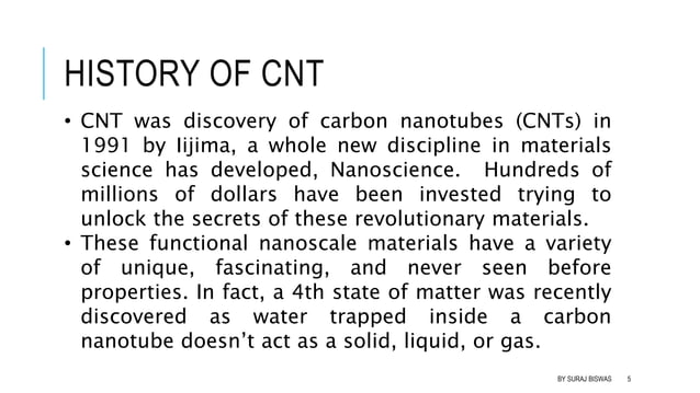 Carbon Nano Tube (CNT) | PPTX | Chemistry | Science