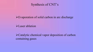 Carbon Nano Tubes (CNT) and its process and applications.ppt