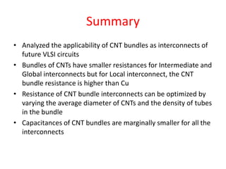 Carbon nanotubes (cnt) as interconnects for future | PPTX