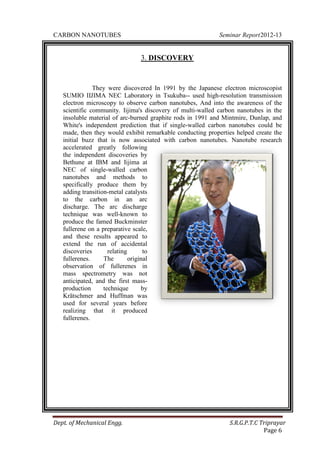 Carbon nanotubes seminar report sreesangh p ghosh | PDF