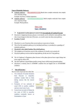 Carbon Oxidation & Glycolysis Pathway Notes | PDF
