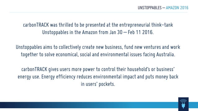 carbonTRACK at Unstoppables / The Amazon 2016 | PDF | Internet | Computing