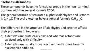 CARBONYL COMPOUNDS.pptx classifications and properties | PPTX