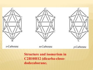 Carboranes and Types of carboranes, Closo nido and Arachno carboranes | PPT