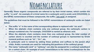 Carboxylic acids and their general characteristics. | PPTX