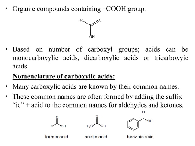 Basics of Carboxylic acids | PPTX | Chemistry | Science