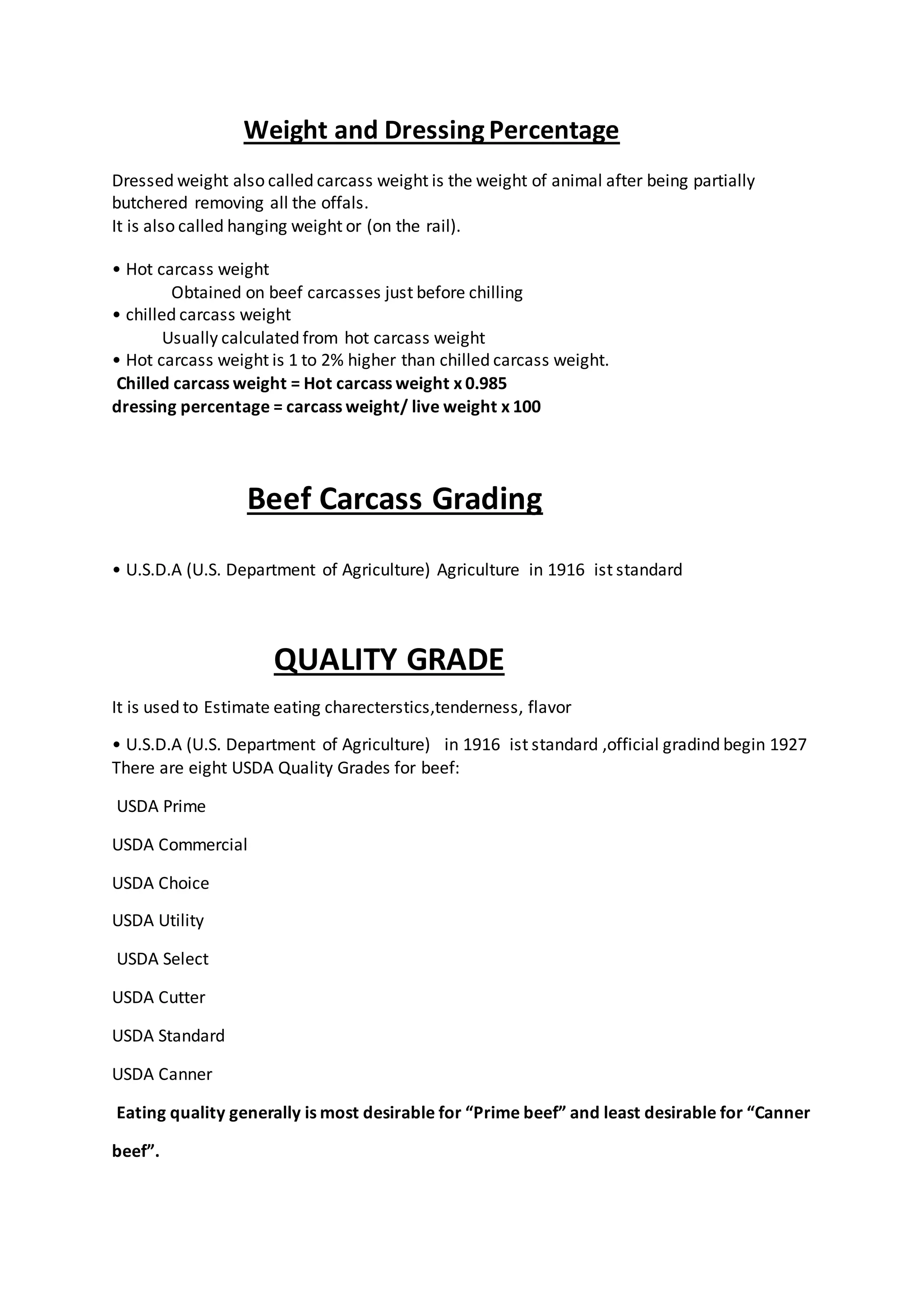 Carcass evaluation,grading and cuts | DOCX