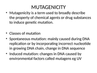 CARCINOGENICITY, MUTAGENICITY LECTURE NOTE.pptx
