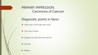 CARCINOMA OF CAECUM and treatment of lower GI cancers.pptx