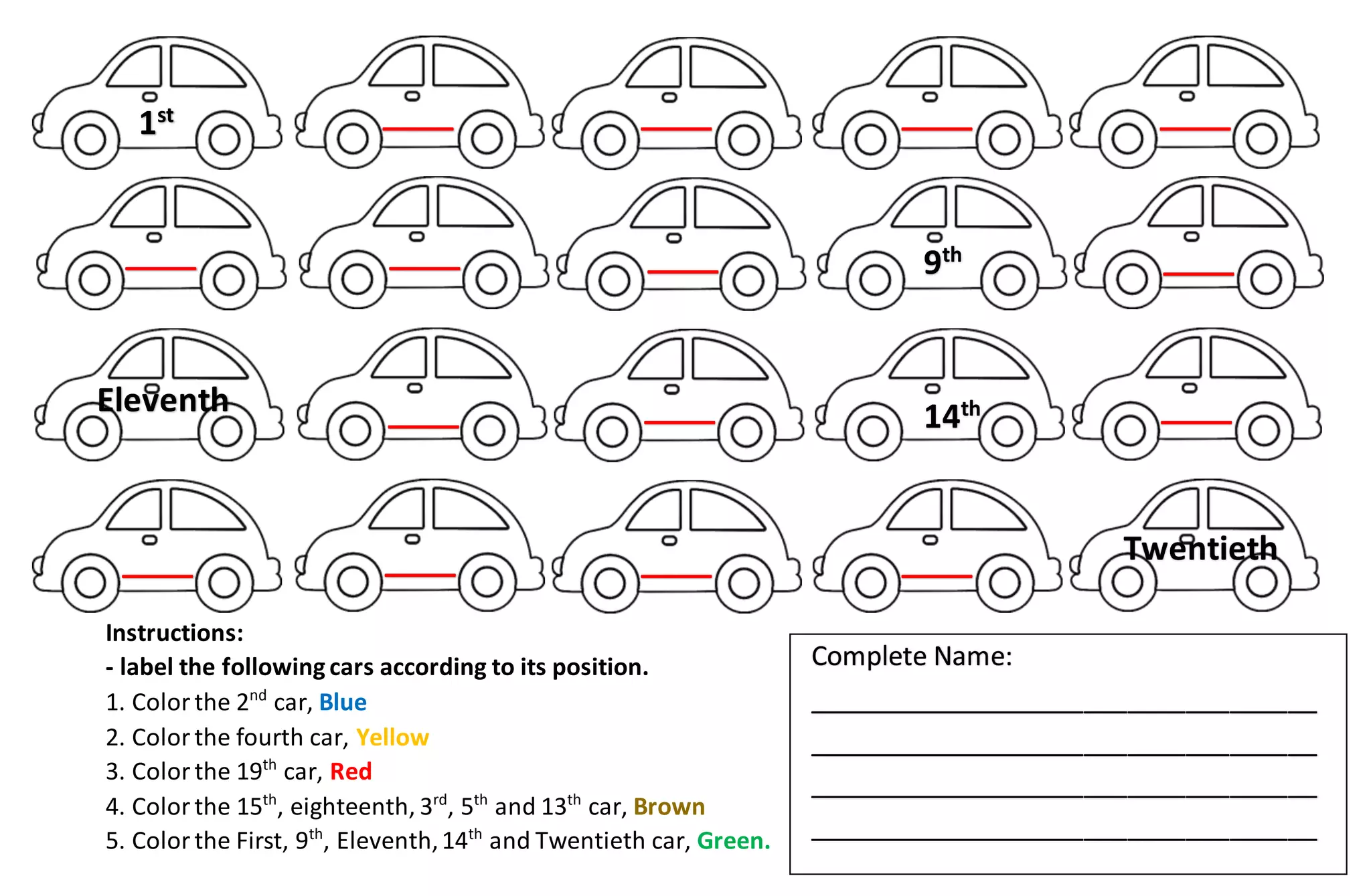 Ordinal Numbers Sample Drill | PPT