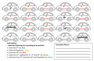 Ordinal Numbers Sample Drill | PPT