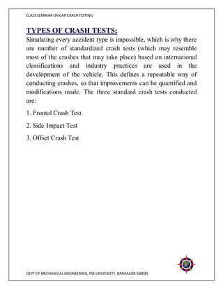 Car crash testing | DOCX