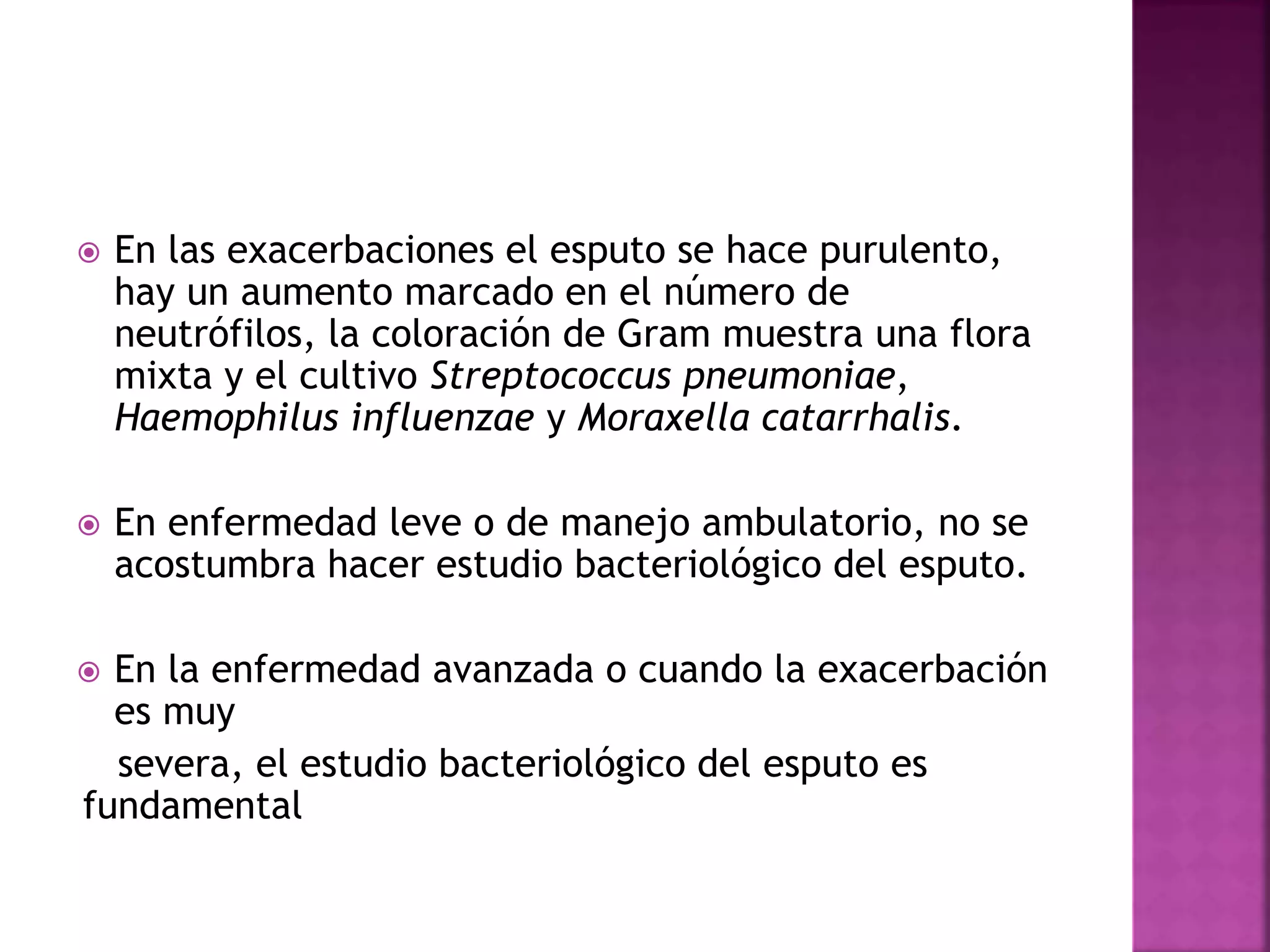 Carcteristicas del esputo en distintas enfemedades | PPT