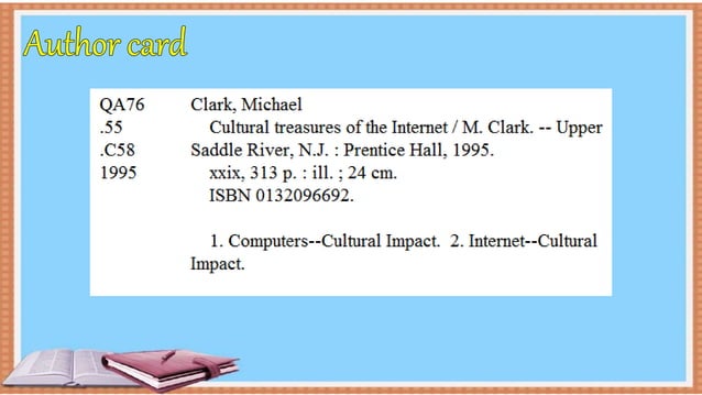 Card Catalog- Grade 7 | PPTX | Technology & Computing