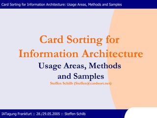 IA Tagung 2005: Card Sorting | PPT