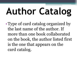Card catalog - GRADE 7 | PPTX