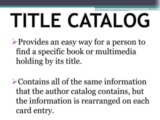 Card catalog - GRADE 7 | PPTX