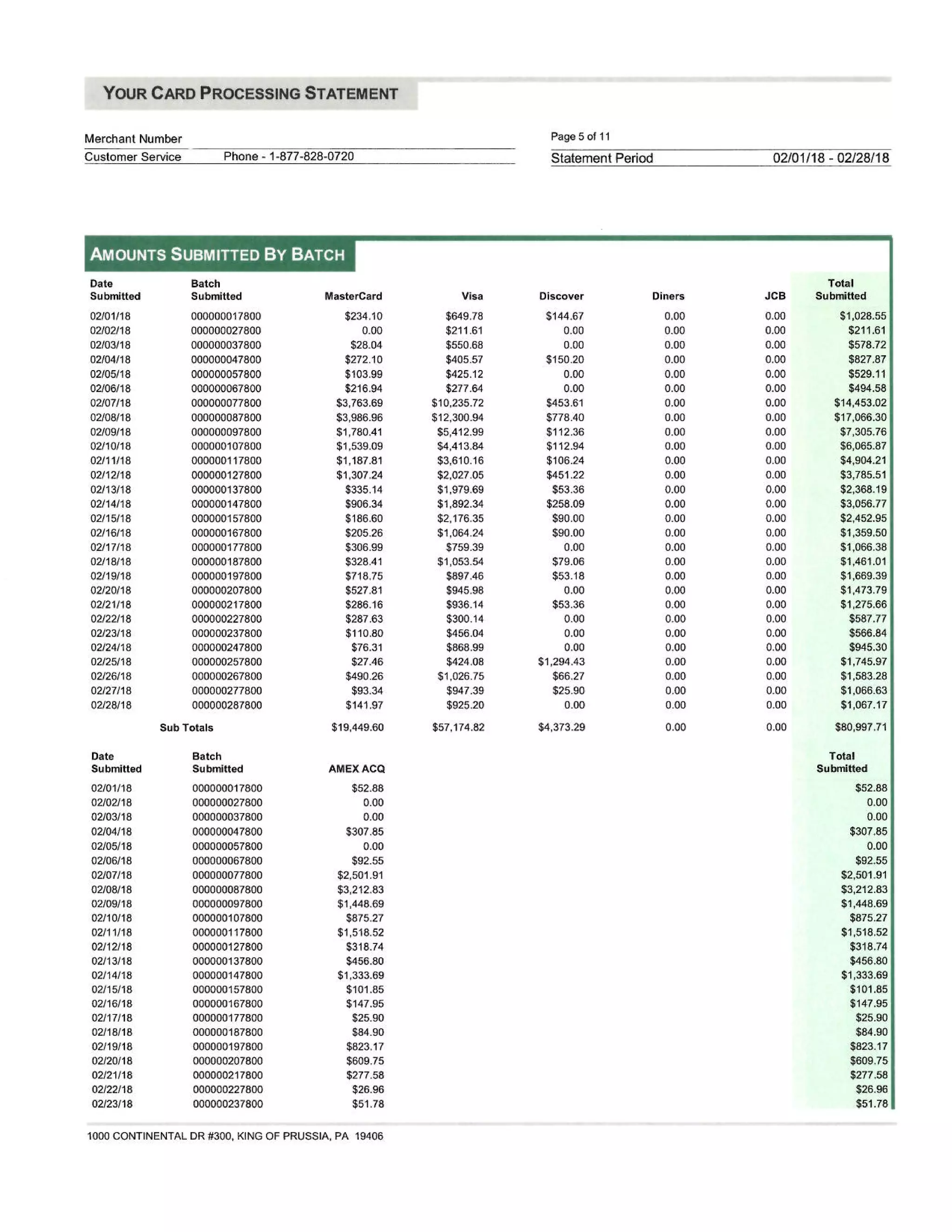 CardConnect B2B Sample Statement | PDF
