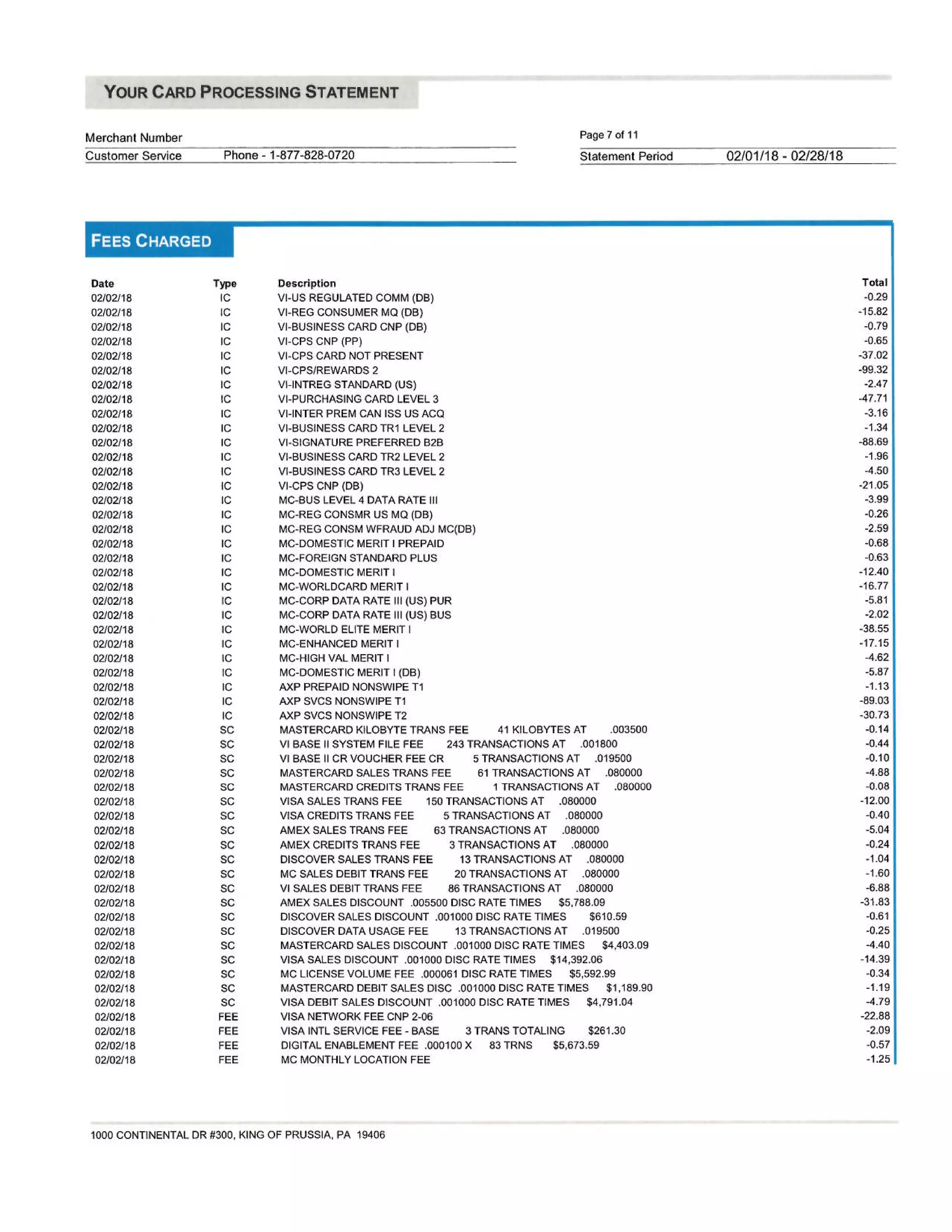 CardConnect B2B Sample Statement | PDF