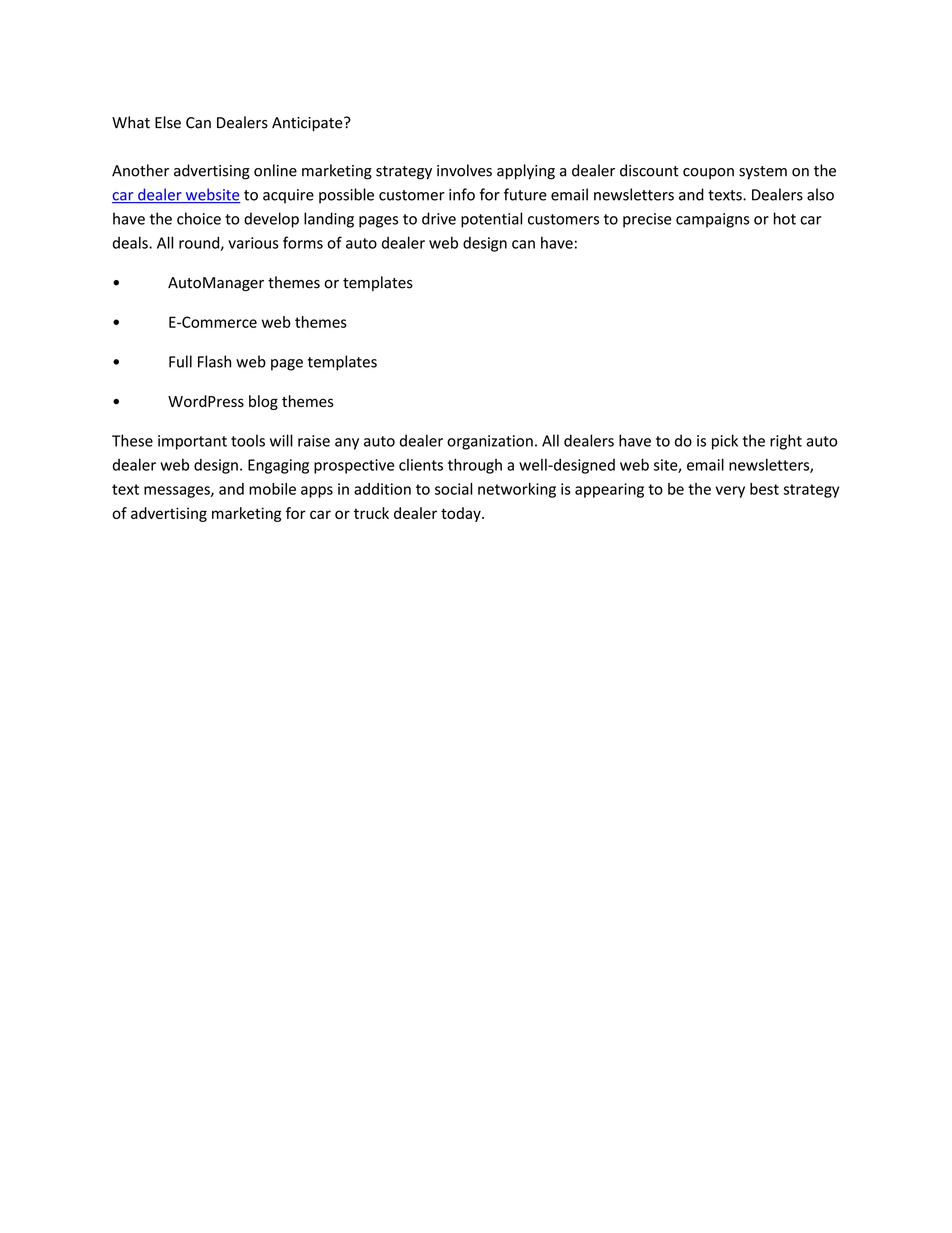 Car dealership website design | DOCX