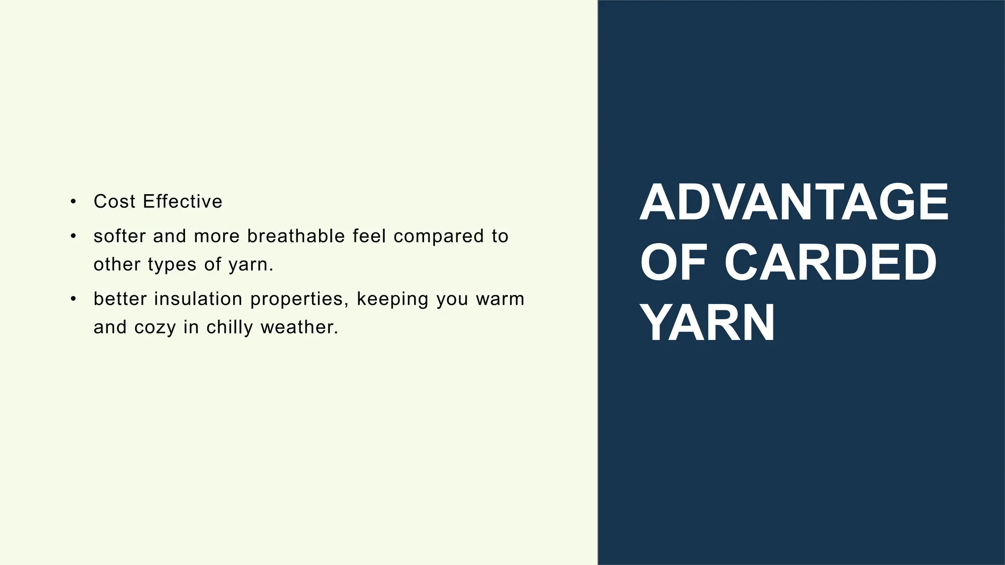 Discuss about Carded yarn, properties and its manufacturing Process | PPTX