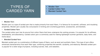 Discuss about Carded yarn, properties and its manufacturing Process | PPTX