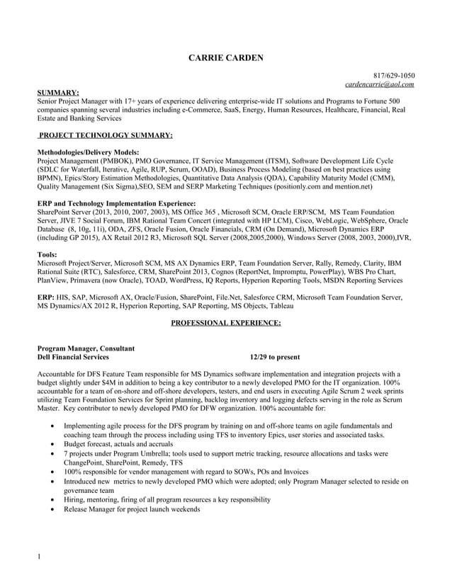 Carden carrieresume2016 | PDF