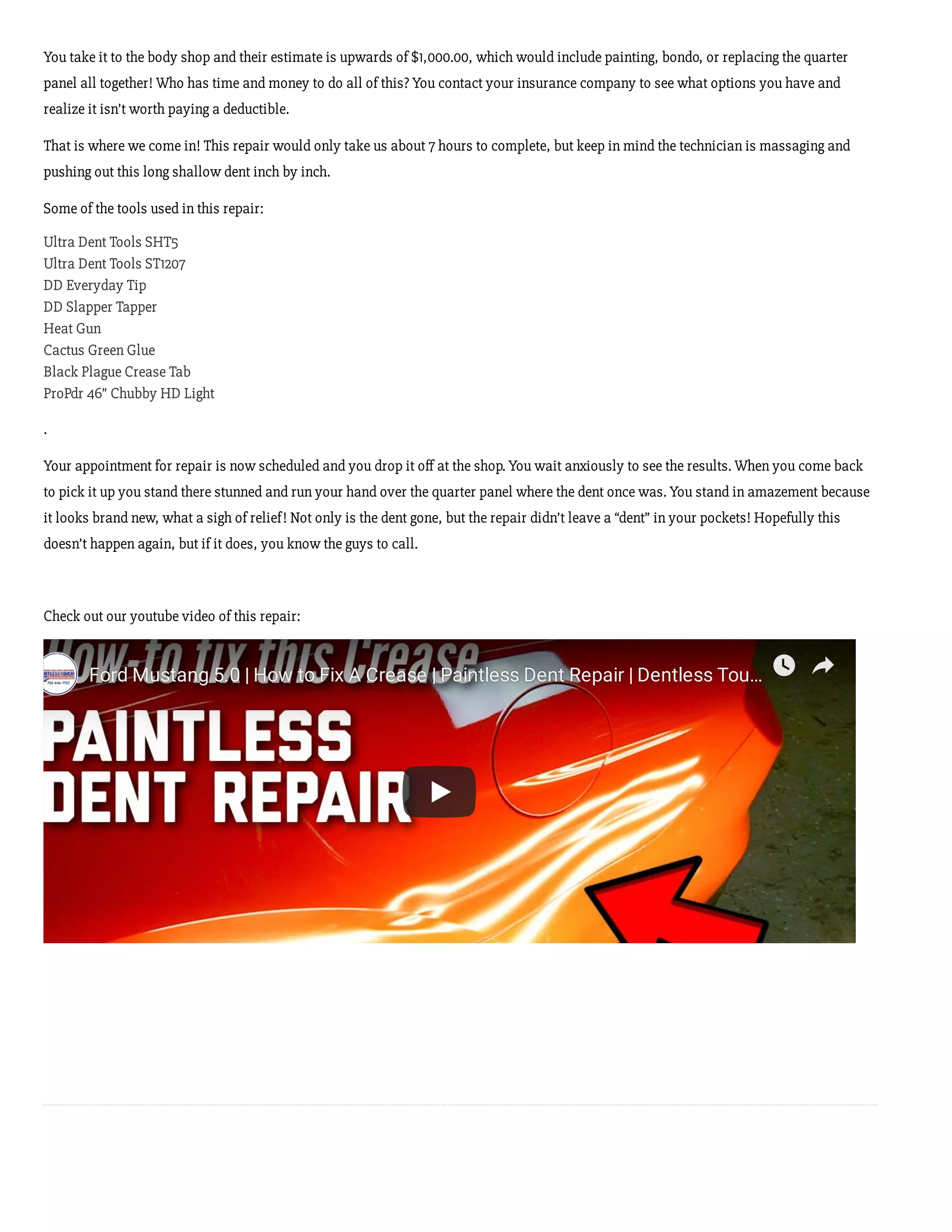 Car dent repair | PDF