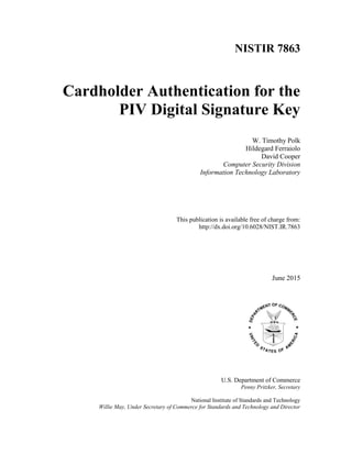 Cardholder authentication for the piv dig sig key nist ir-7863 | PDF ...