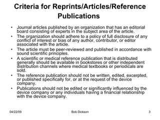 FDA Guidance on the Distribution fo Reprints | PPT