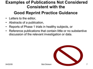 FDA Guidance on the Distribution fo Reprints | PPT