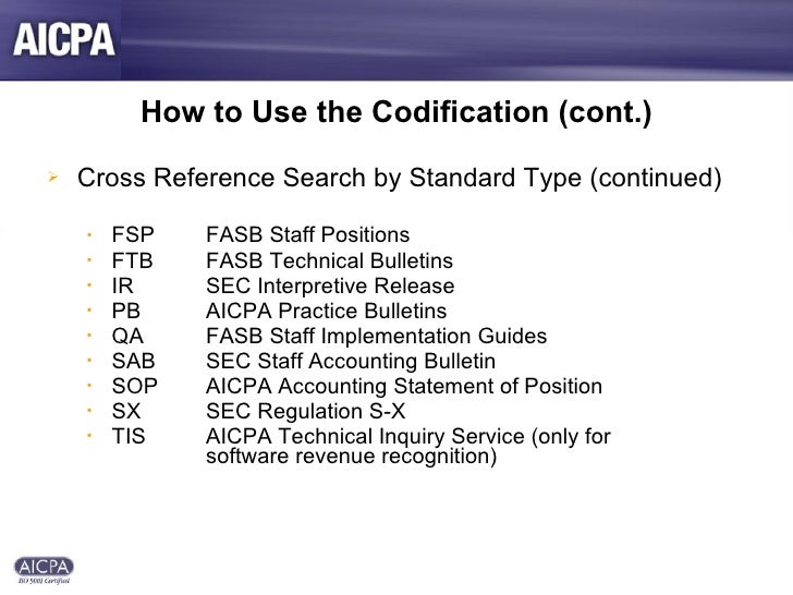 AICPA Presentation on GAAP Codification