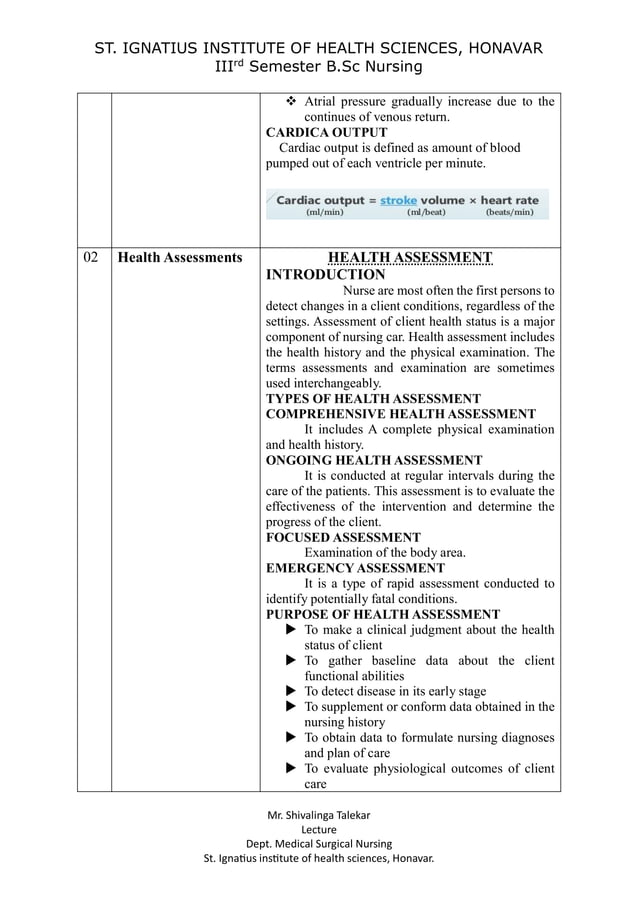 Cardiac Assessment for B.sc Nursing Student.pdf | Heart and ...