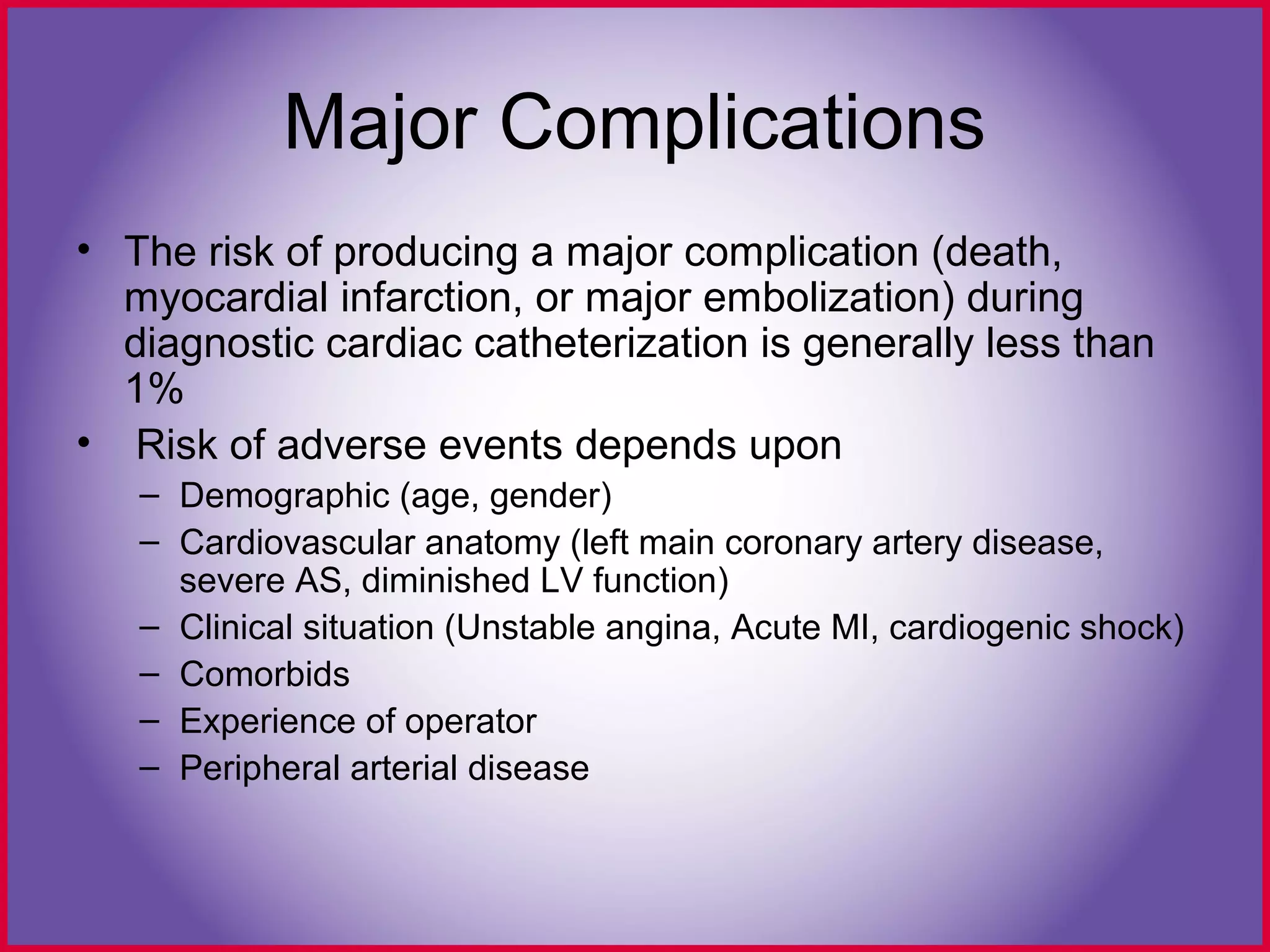 Cardiac cath complications | PPT