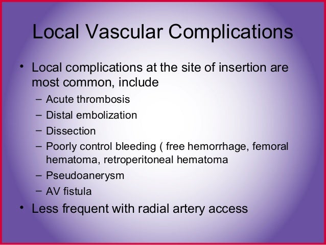 Cardiac cath complications