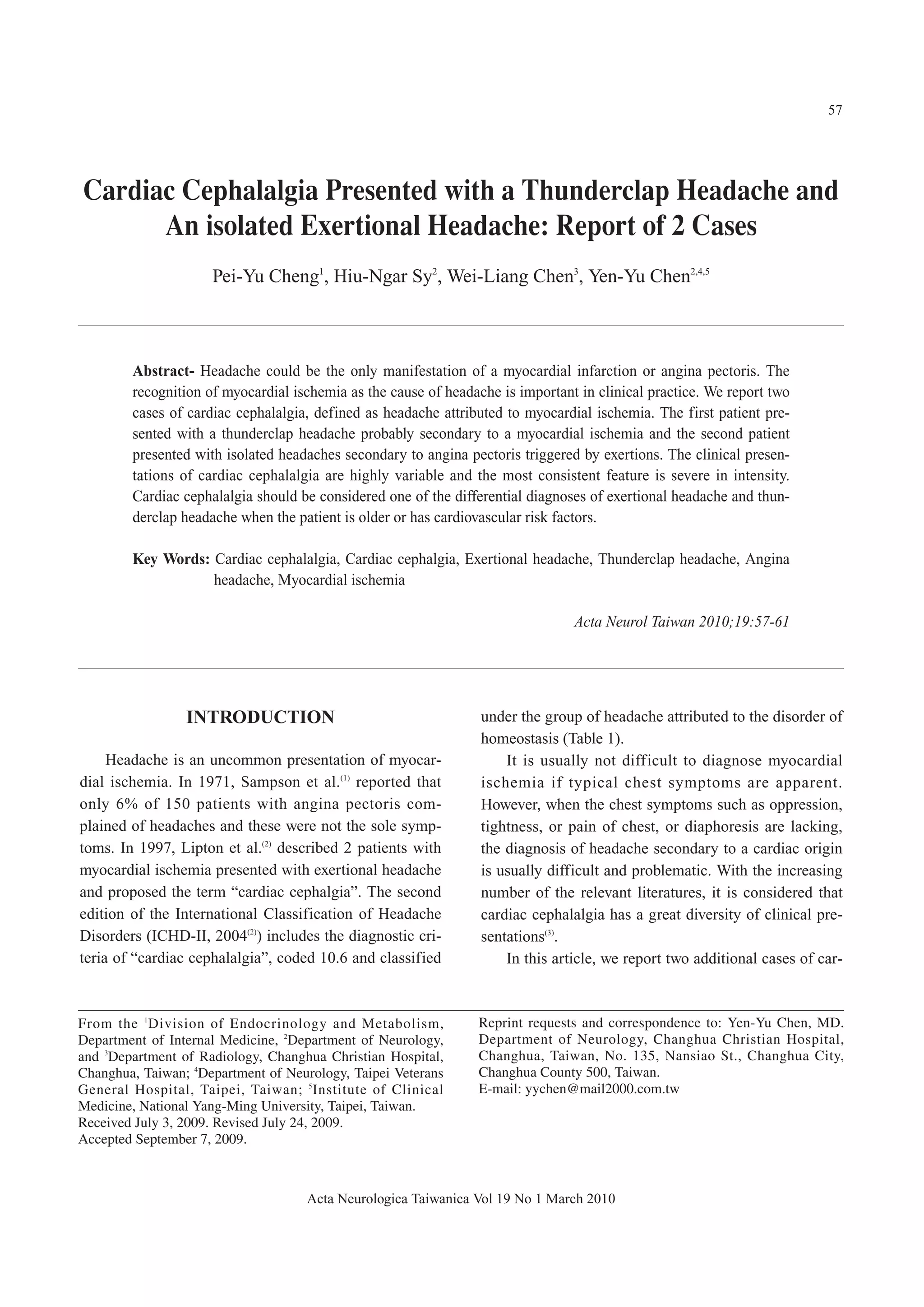 Cardiac cephalalgia | PDF
