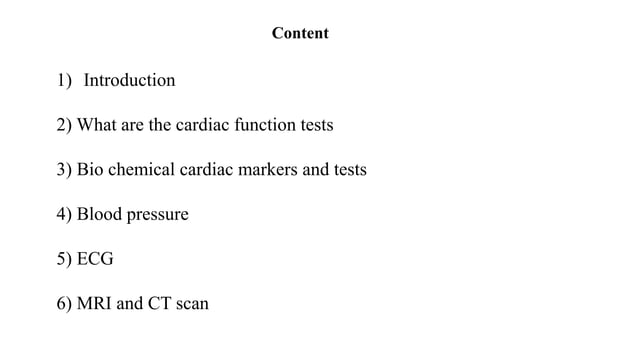 cardiac function tests and interpretation of results | PDF