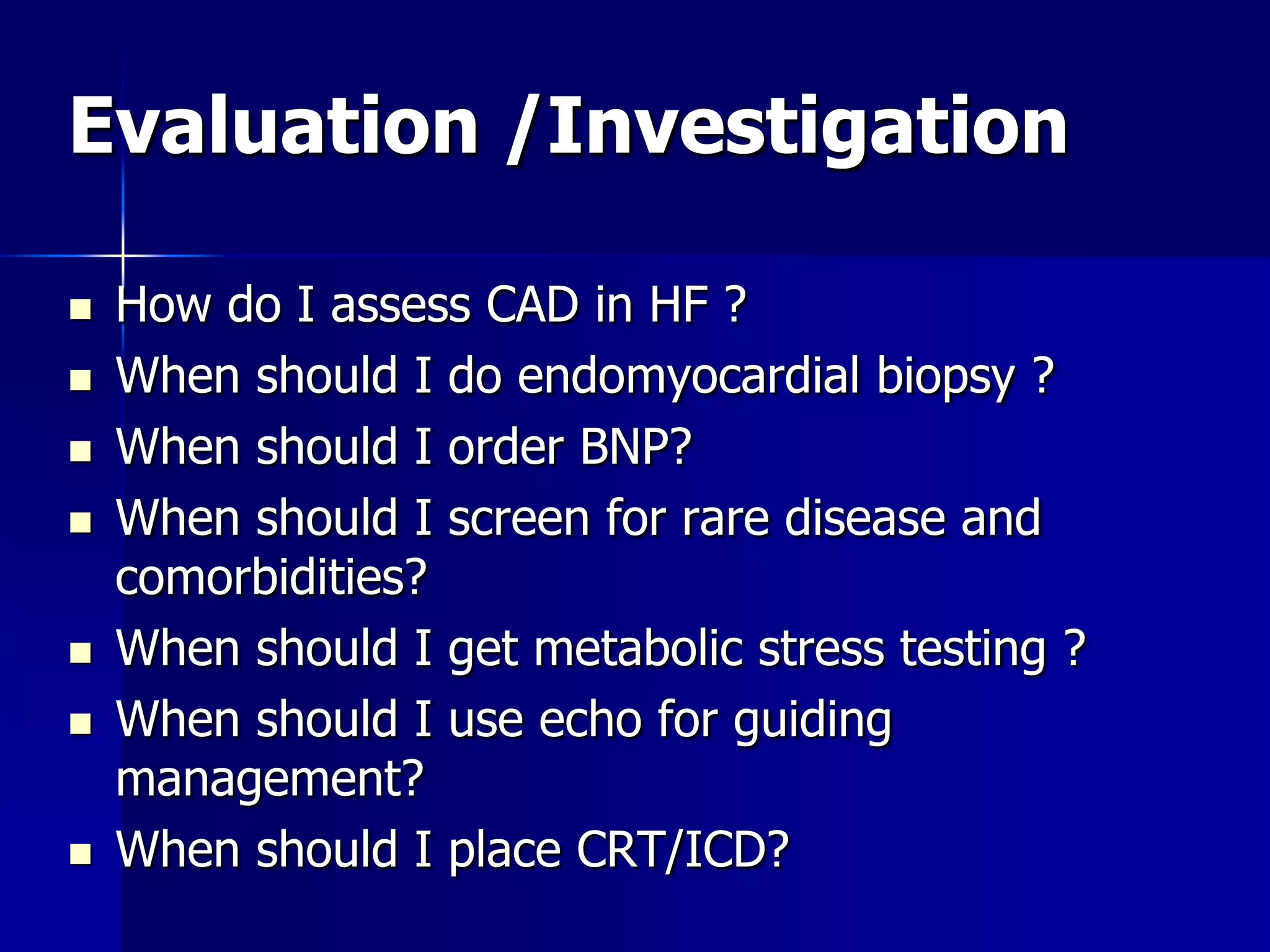 Cardiac Investigation In Heart Failure | PPT