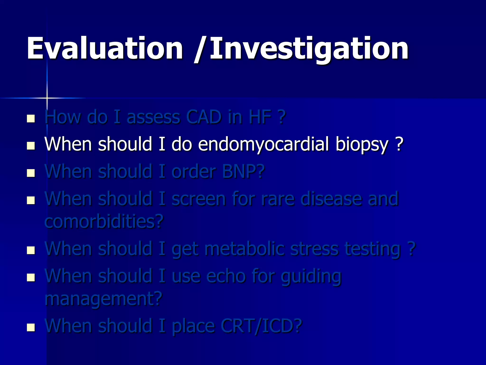 Cardiac Investigation In Heart Failure | PPT