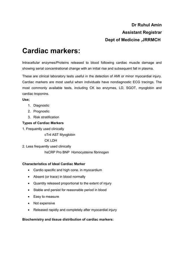 Cardiac markers | DOC