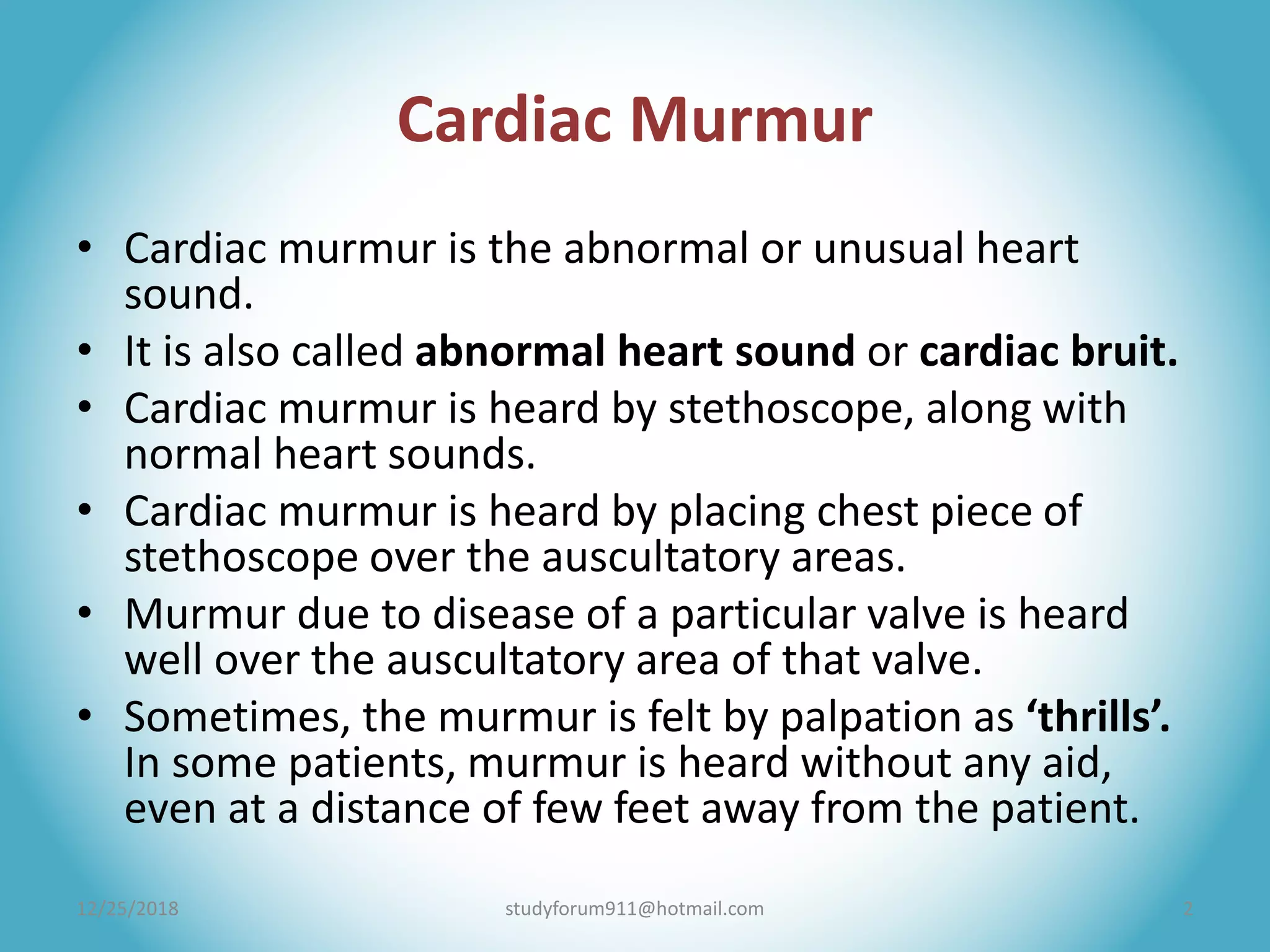 Cardiac murmur | PPTX | Heart and Cardiovascular Diseases | Diseases ...